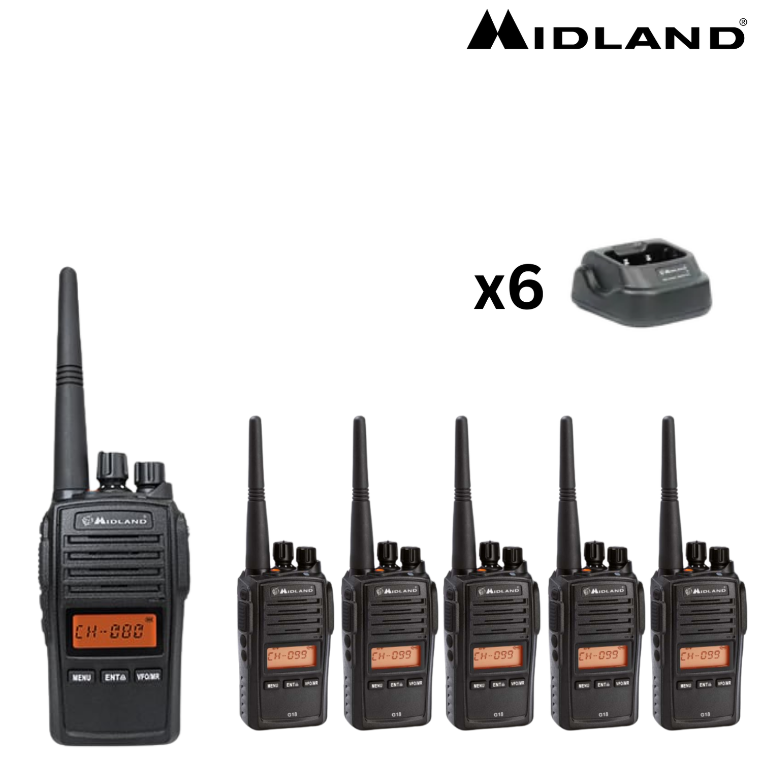 Midland G18 UHF 5 Watt CB Radio 6 Pack Standard | *EOFY SALE* FREE EAR