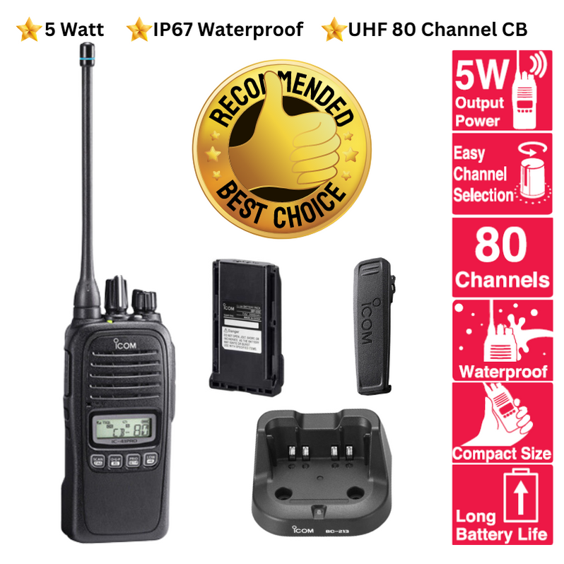 Icom IC-41 Pro UHF CB 5 Watt Portable Two Way Radio — CB Radio Wholesalers