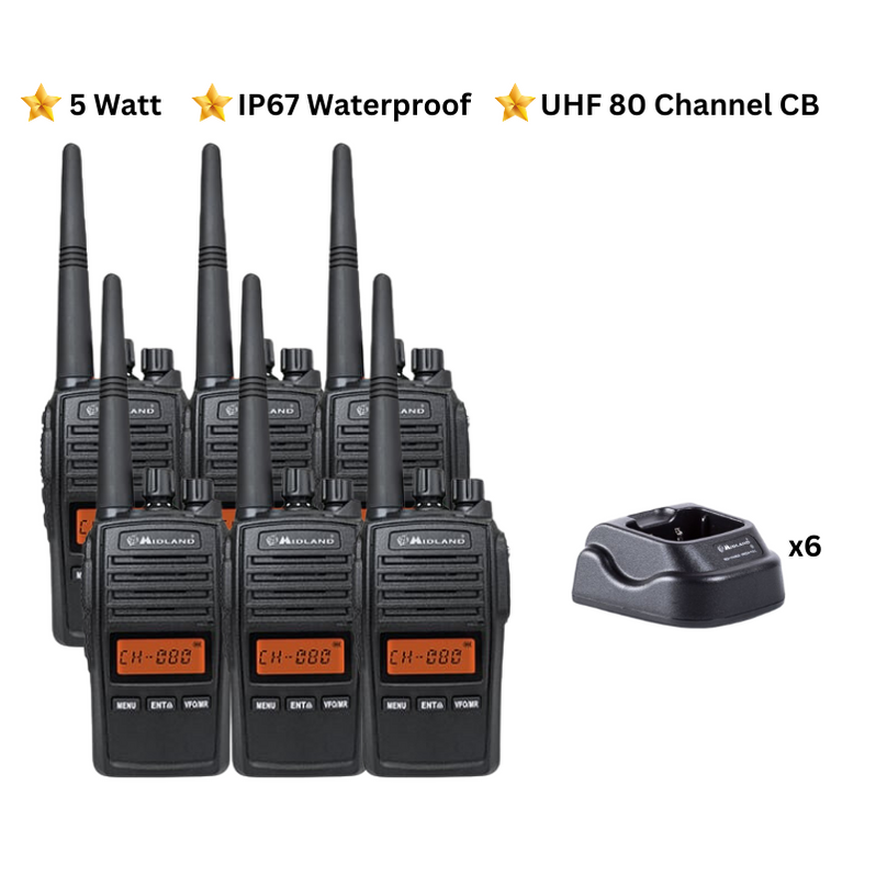 Midland G18 UHF 5 Watt CB Radio 6 Pack Standard — CB Radio Wholesalers