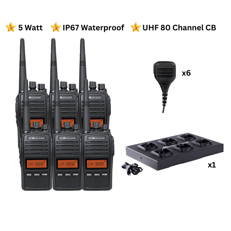 Midland G18 UHF 5 Watt CB Radio 6 Pack - Tradie — CB Radio Wholesalers